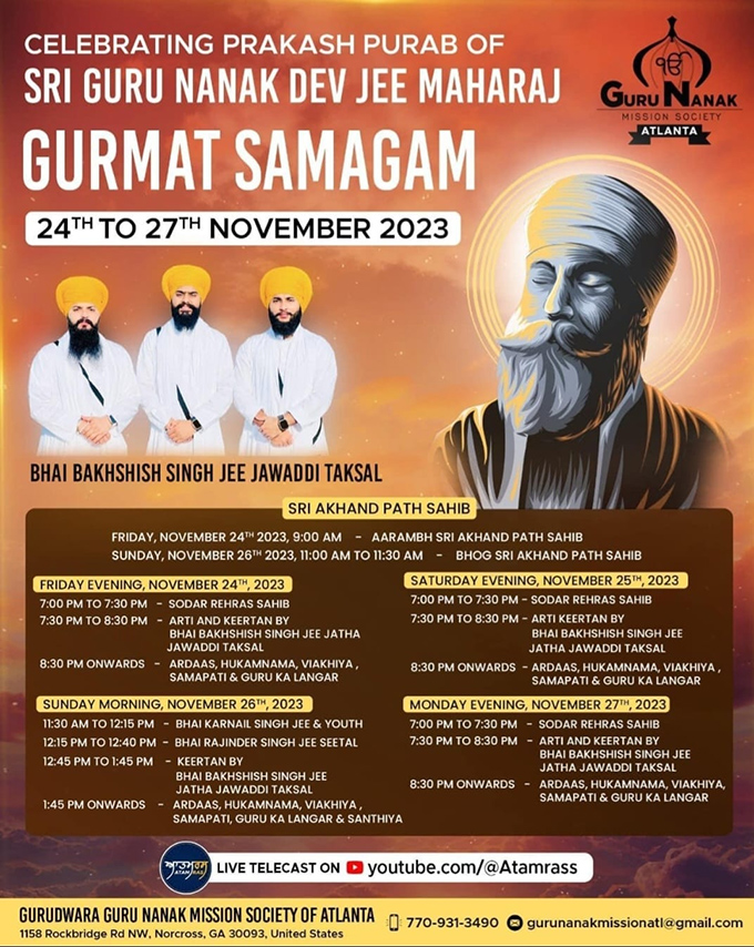 Gurmat Samagam - Celebration of Gurupurab in honor of Guru Nanak Dev Ji